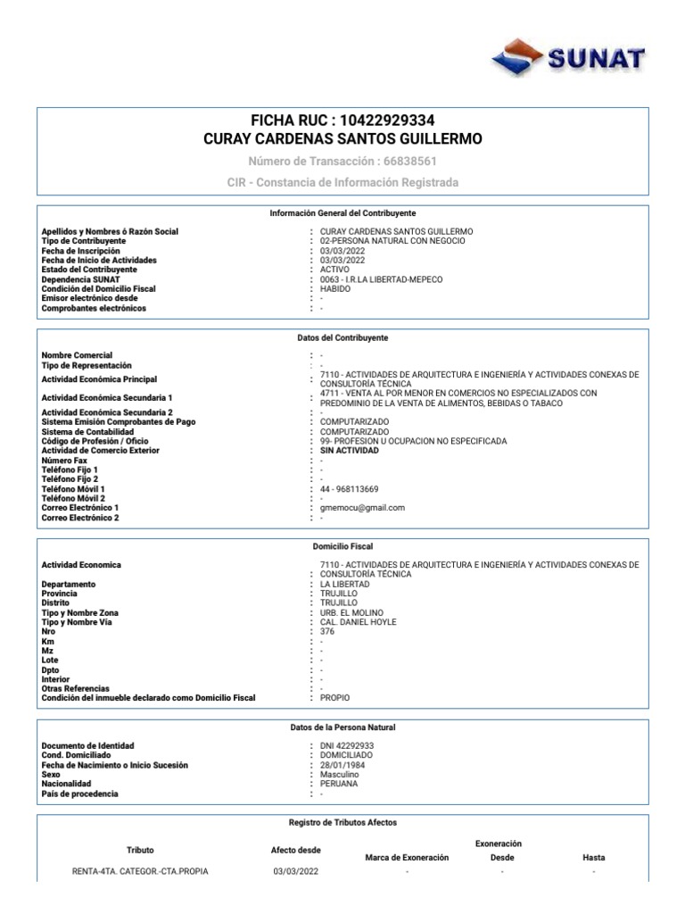 SUNAT - Menú SOL | PDF