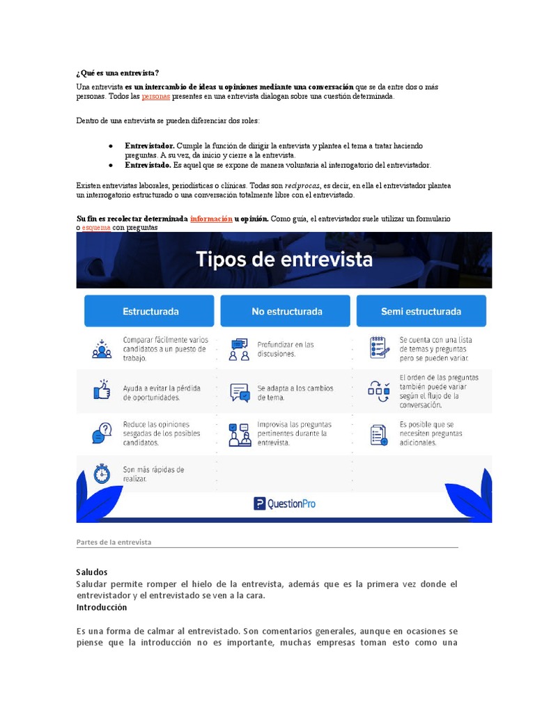 Tipos de Entrevistas y Ejemplos Prácticos | PDF | Crecimiento personal ...