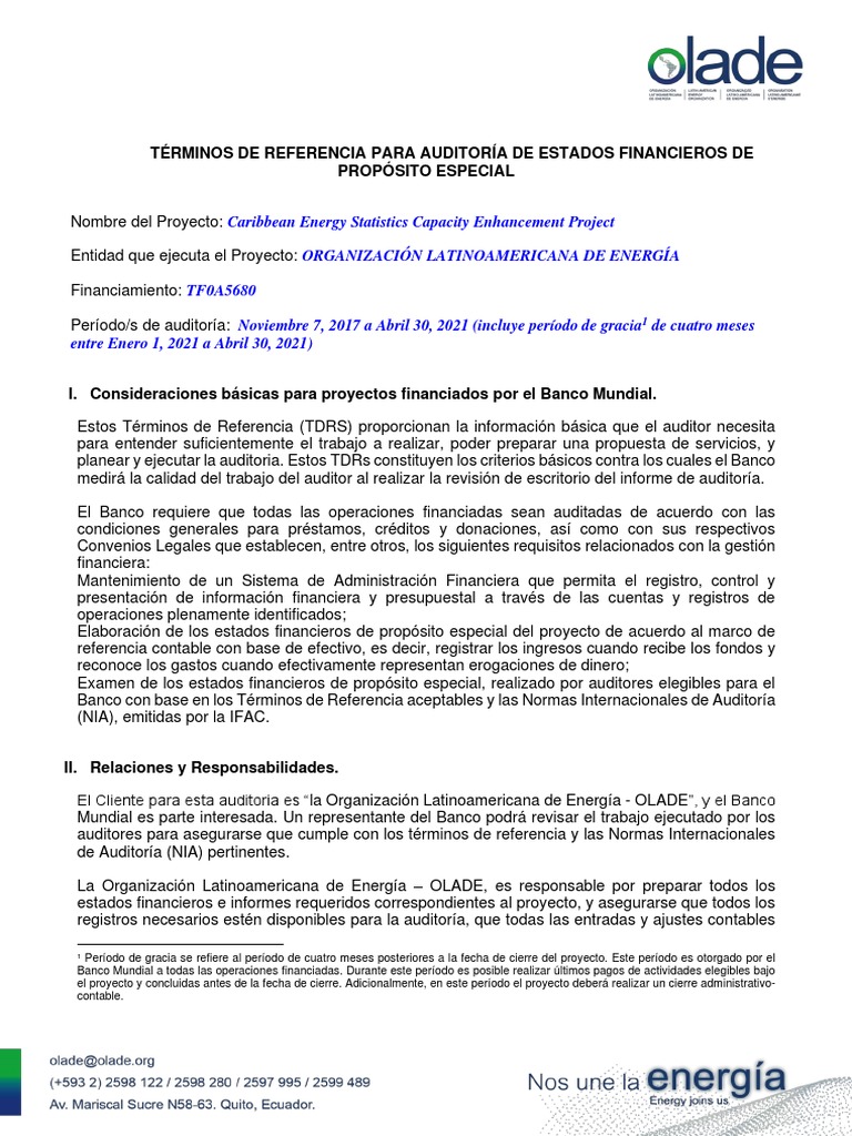 Terminos de referencia en auditoria interna | PDF | Auditoría | Contralor