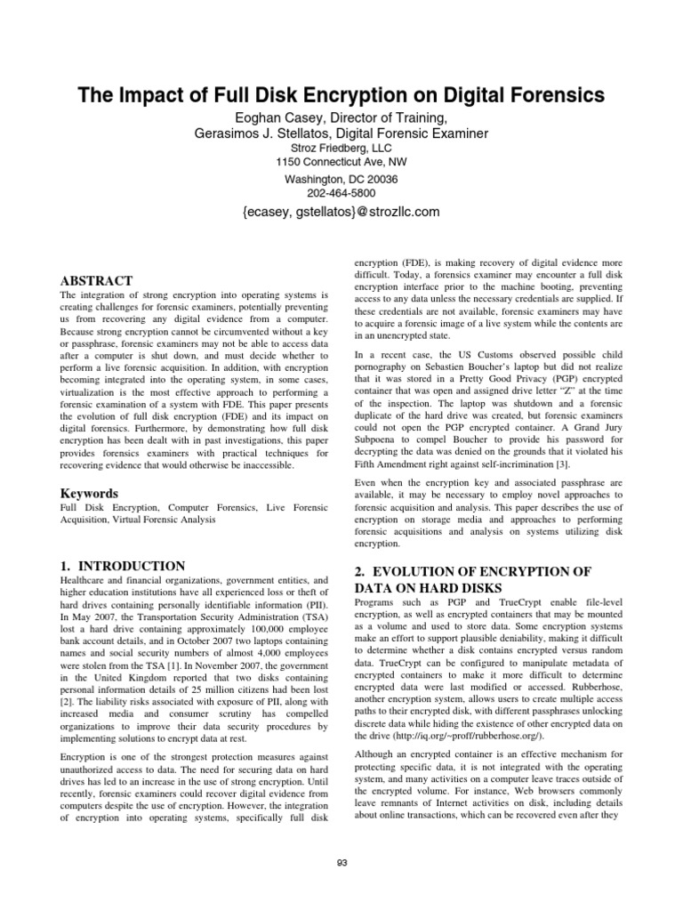 The Impact of Full Disk Encryption On Di | PDF | Encryption | Security ...