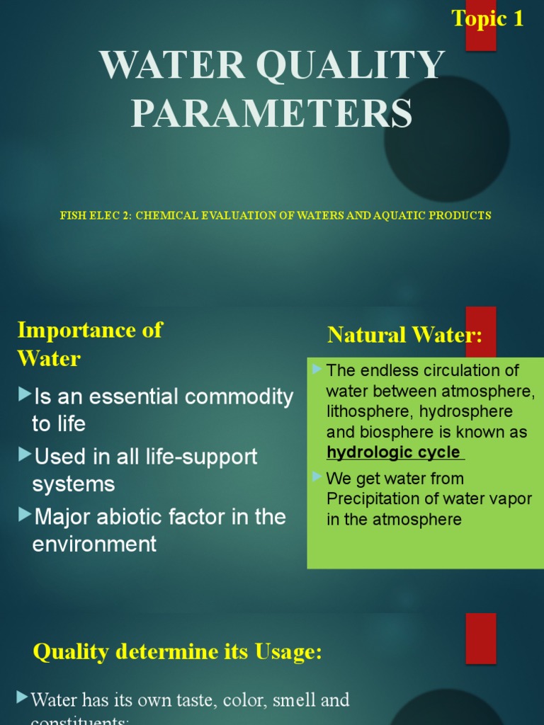 Water Quality Parameters Overview | PDF | Water | Ion