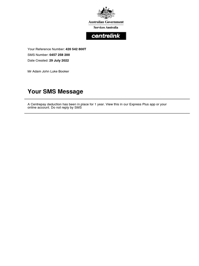 Long Term Centrepay Deduction Identified - G320553570 | PDF | Finance ...