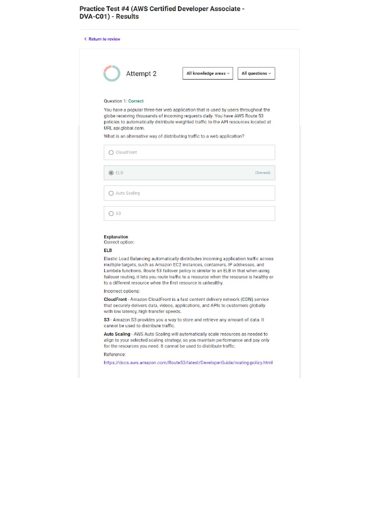 Practice Test #4 (AWS Certified Developer Associate - DVA-C01) | PDF ...