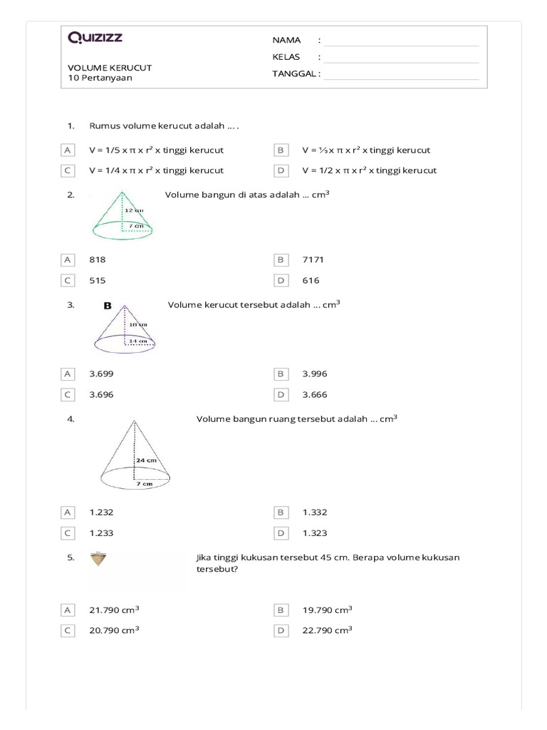 Volume Kerucut | PDF