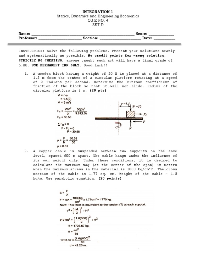 Math 107 Quiz 4: Integration Problems | PDF | Speed | Mechanics