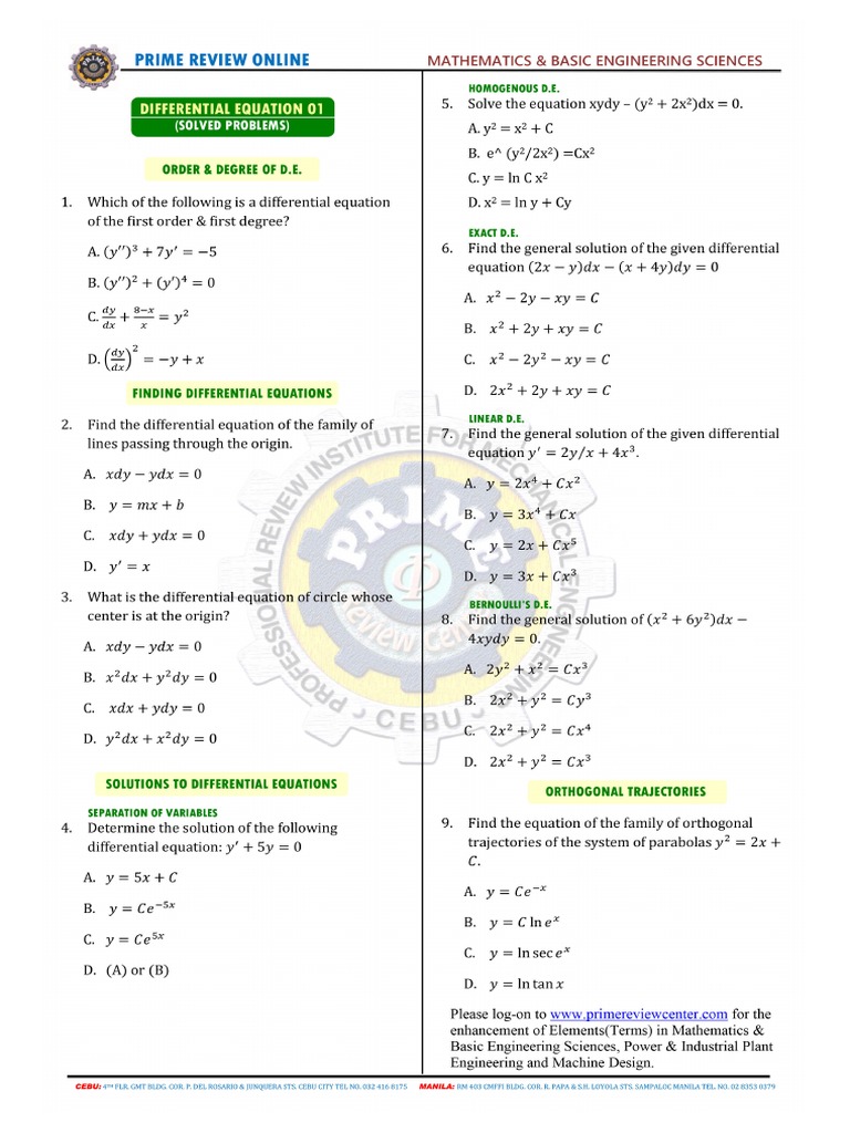 Differential Equations 1 | PDF