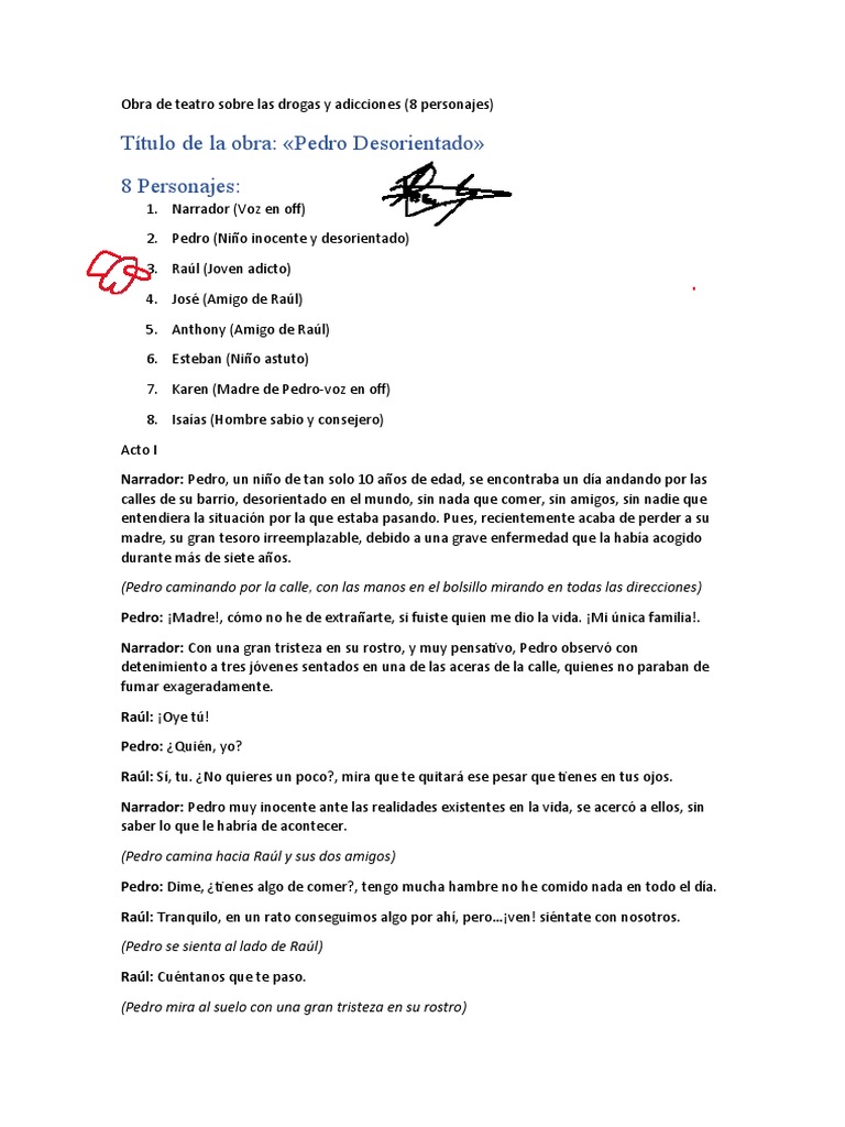 Obra de Teatro Sobre Las Drogas y Adicciones | PDF