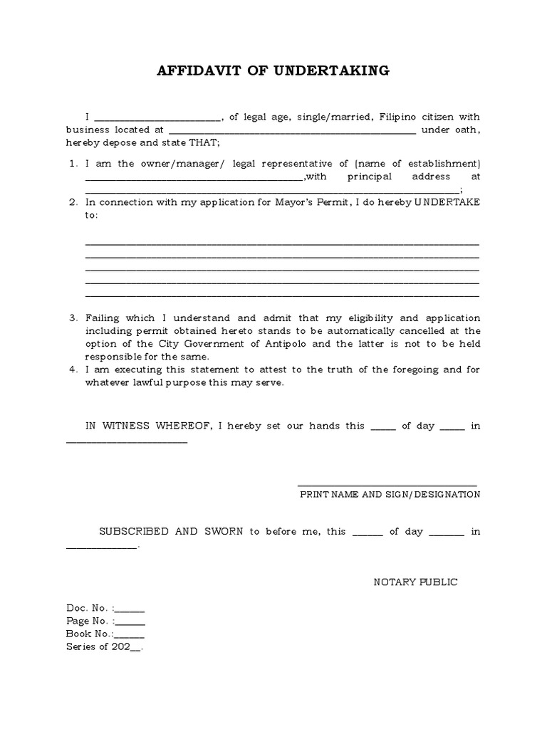 Affidavit of Undertaking | PDF