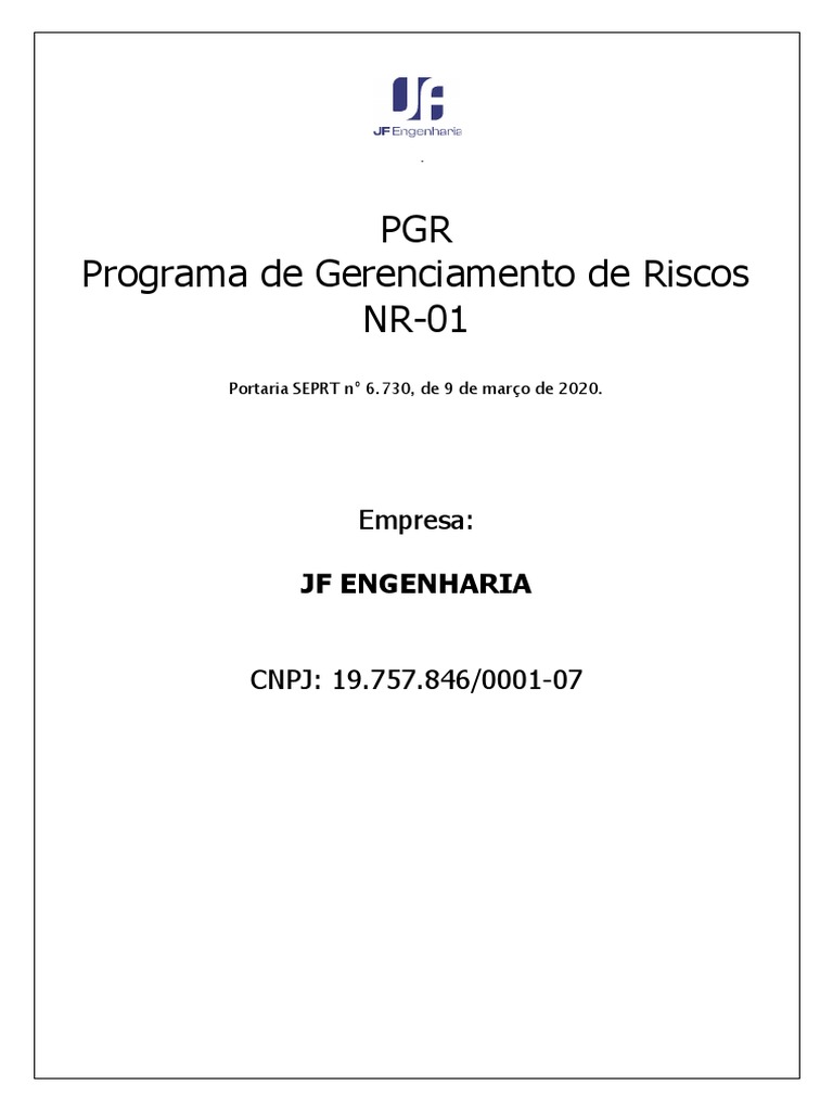 PGR - 2022 - JF Engenharia | PDF | Engenharia | Química