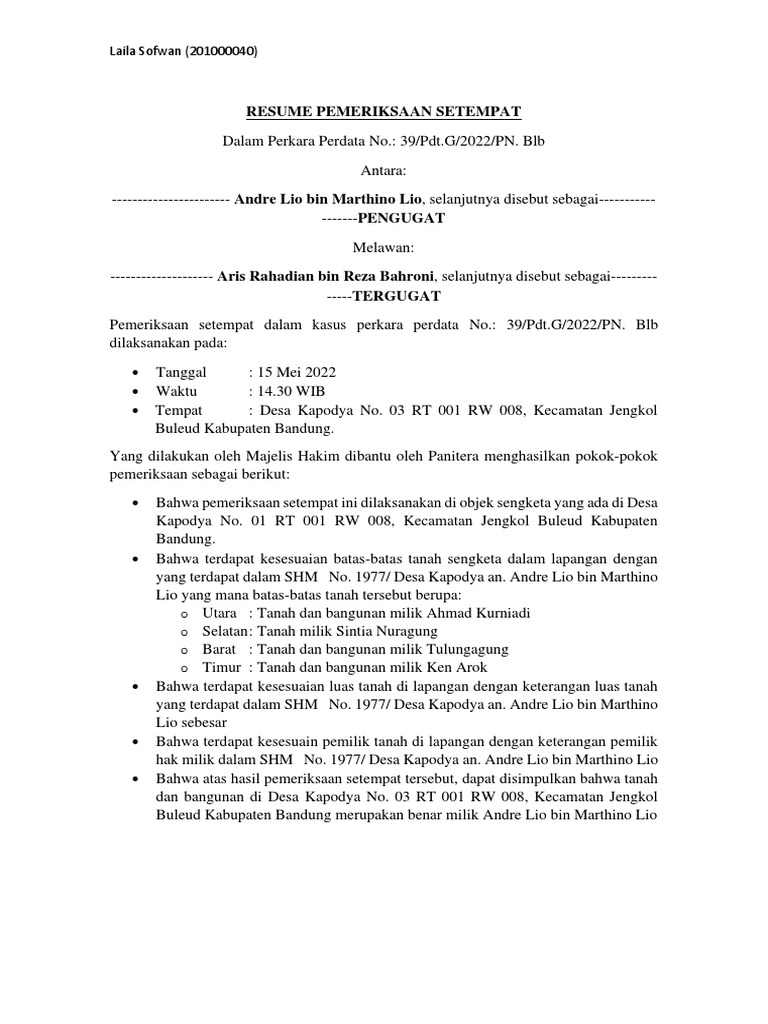 TGS 10 - Resume Pemeriksaan Setempat | PDF