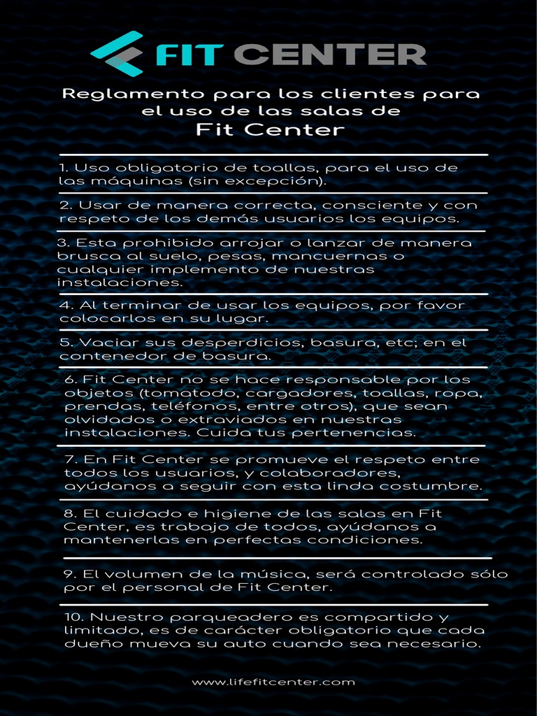 Normas de Uso en Fit Center | PDF