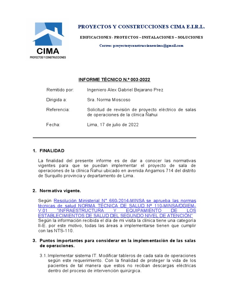 Informe Tecnico N001 - Avance de Obras | PDF
