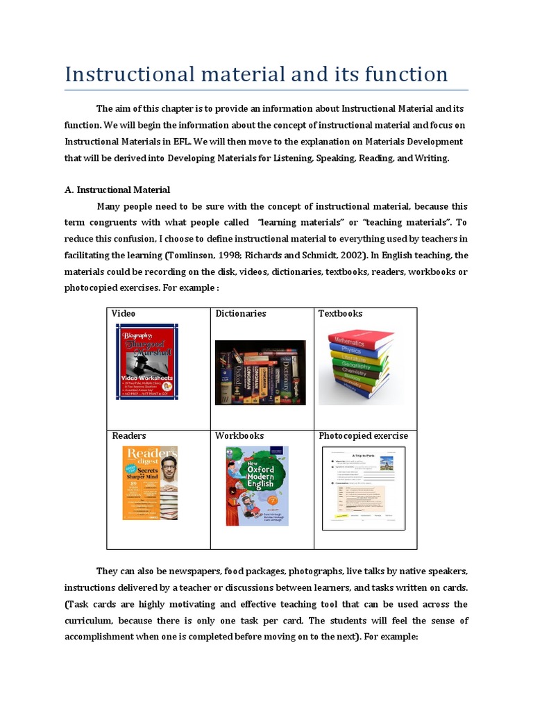 Instructional Material and Its Function | PDF | Teaching Method ...