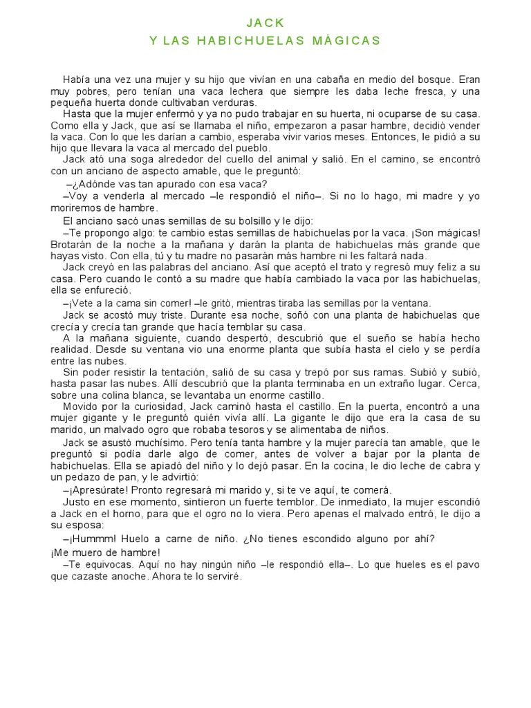 Cuento de Jack y Las Habichuelas | PDF