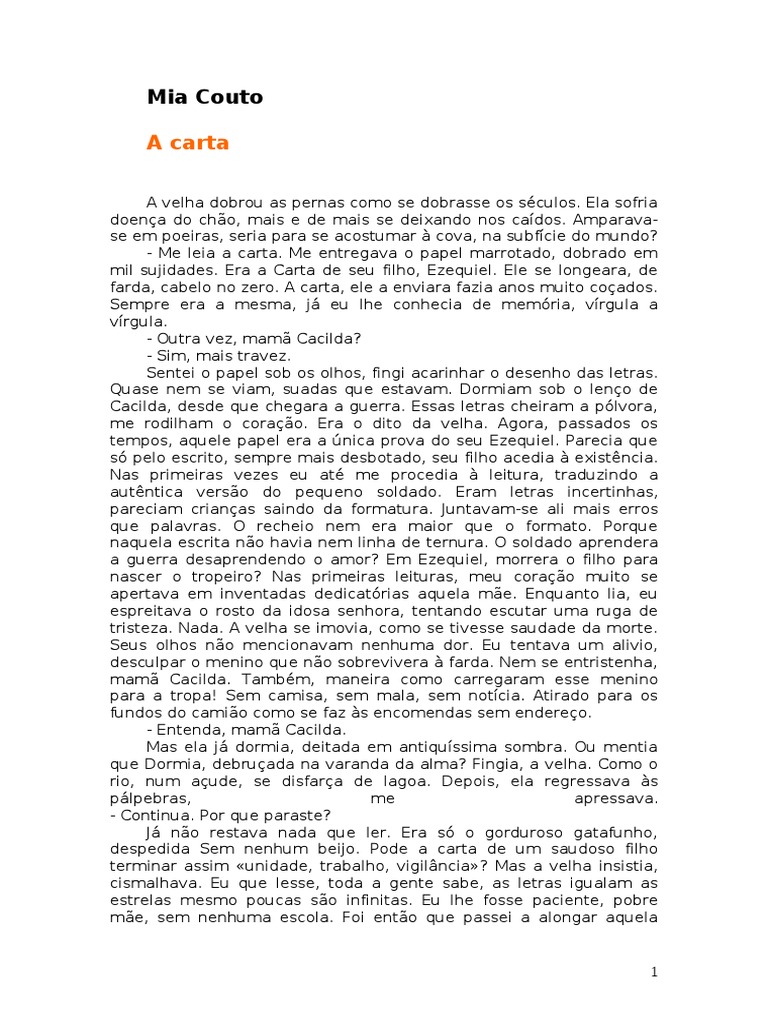 COUTO, Mia - A Carta | PDF | Amor