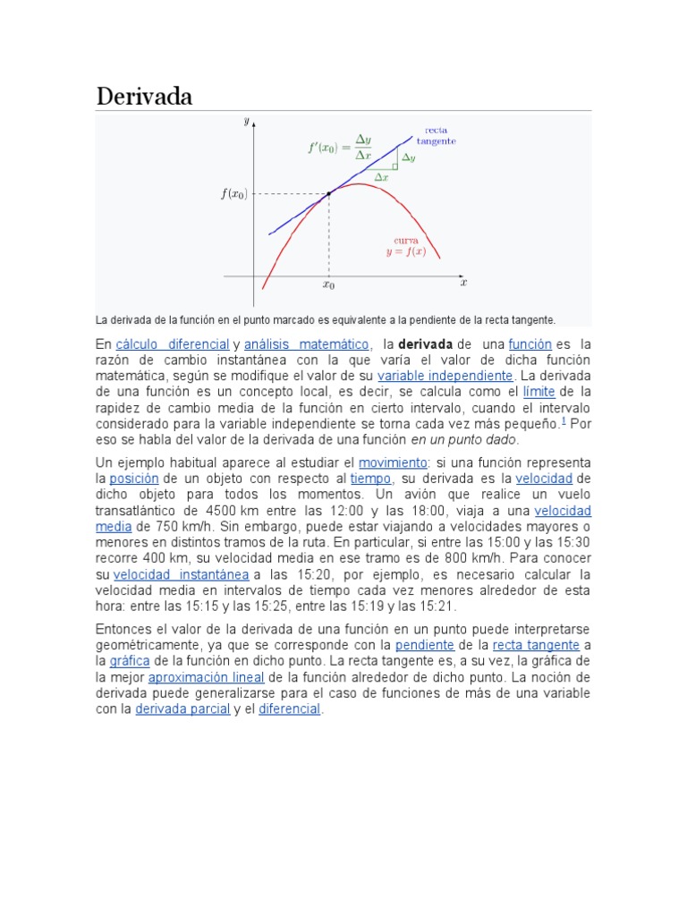 La derivada: concepto, interpretación geométrica y aplicaciones | PDF