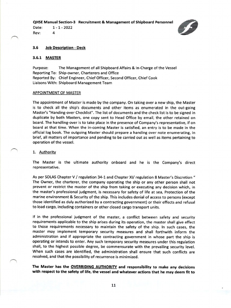 QHSE Mannual Responsibility | PDF