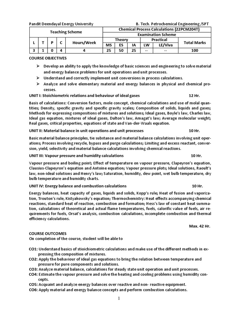 Chemical Process Calculations | PDF | Gases | Combustion