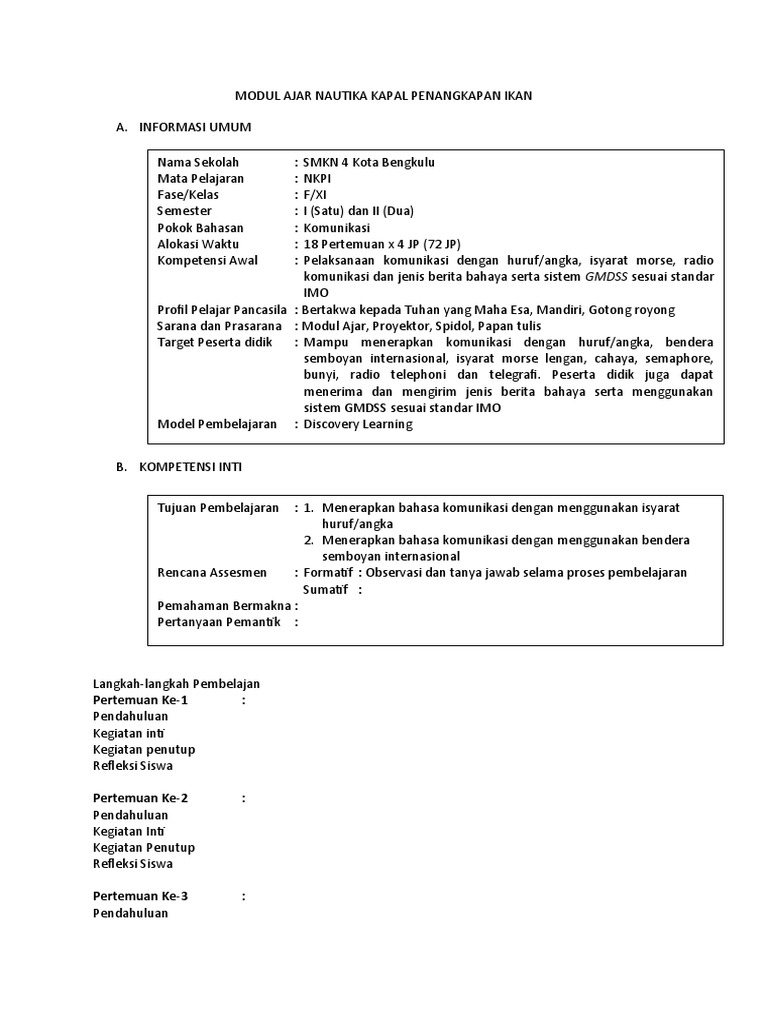 Modul Ajar Nautika Kapal Penangkapan Ikan | PDF