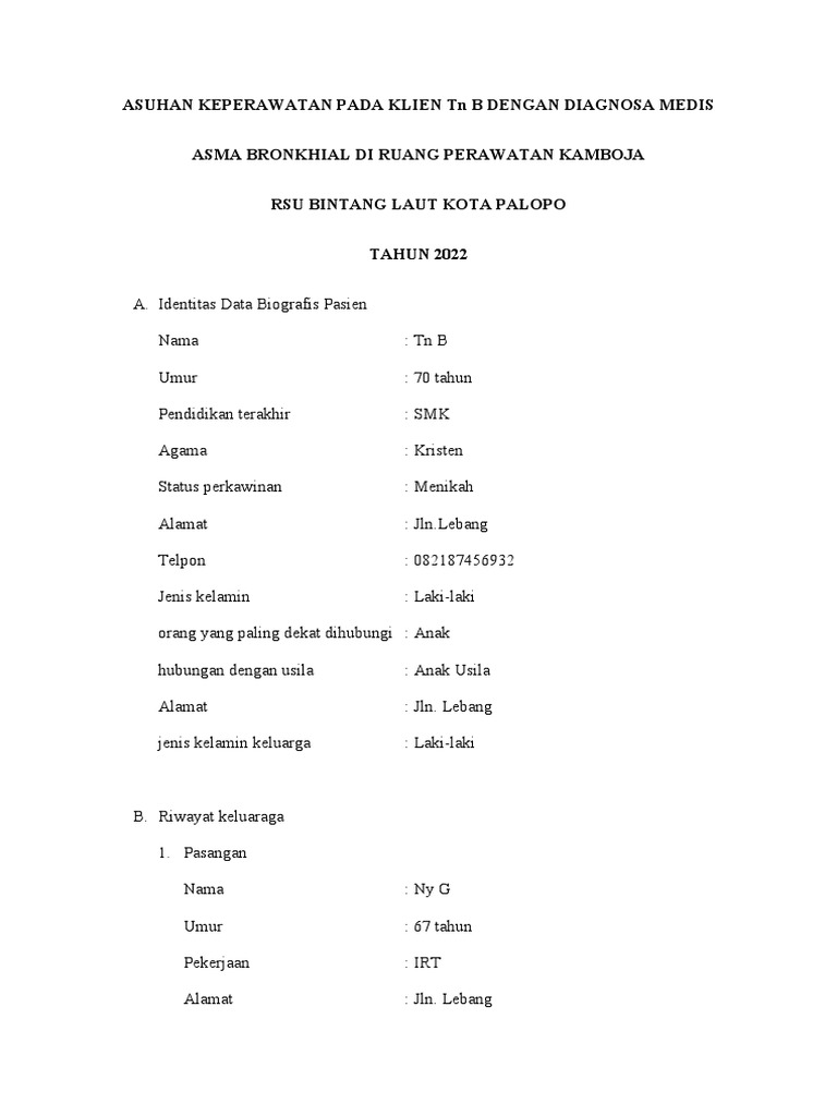Asuhan Keperawatan Tn B: Asma Bronkhial | PDF