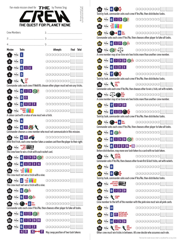 The Crew Mission Sheet - v1c No Background 2pp | PDF | Trick Taking ...