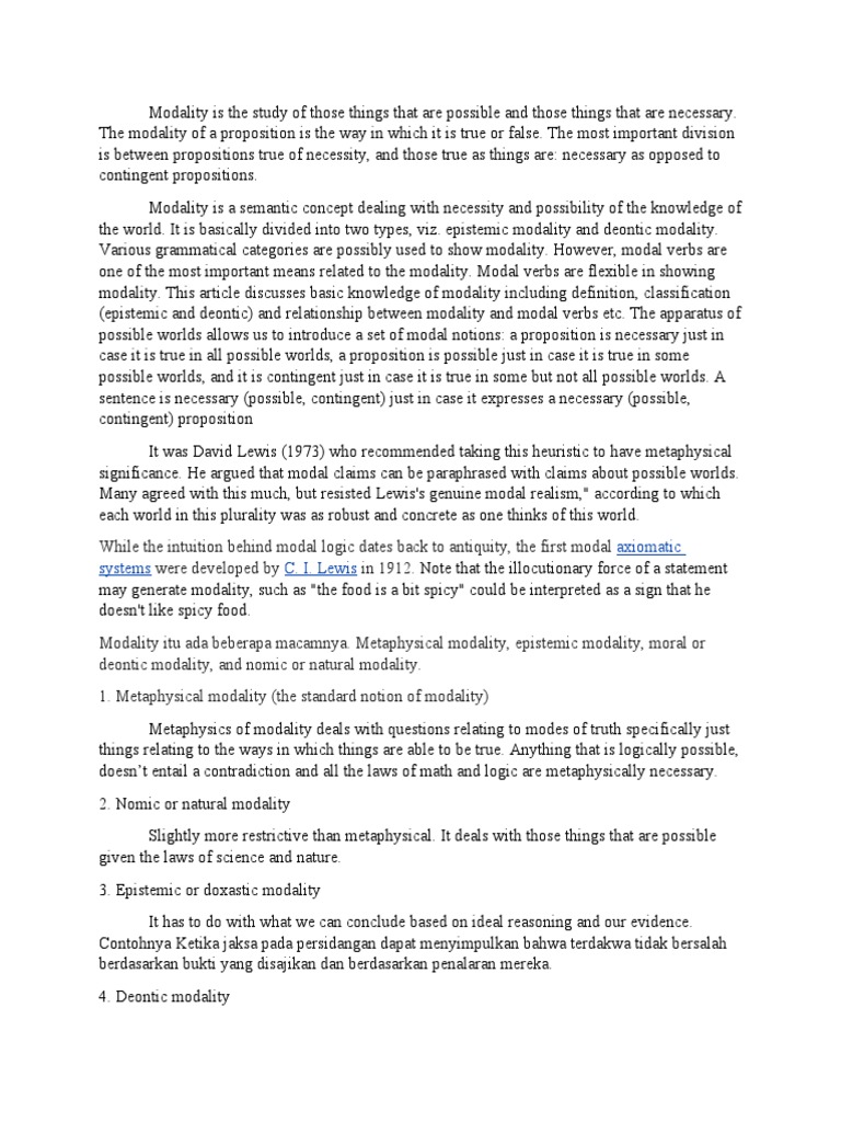 Modality Philosophy | PDF | Modal Logic | Metaphilosophy