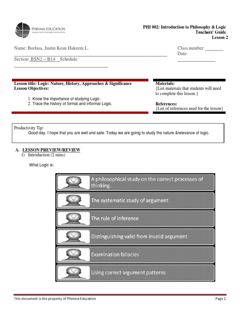 Lesson 2 | PDF | Logic | Reason