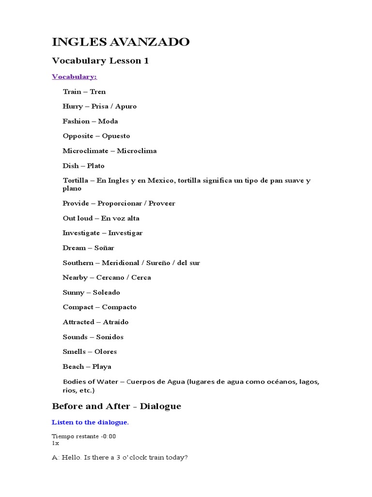 INGLES AVANZADO - Leccion 1 | PDF | Adverb | Syntactic Relationships