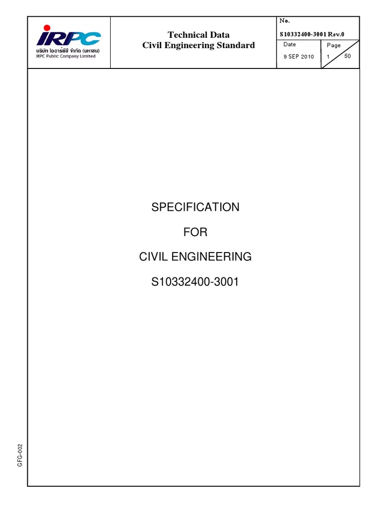 S10332400-3001 Civil Engineering Standard | PDF | Crane (Machine) | Pipe (Fluid Conveyance)
