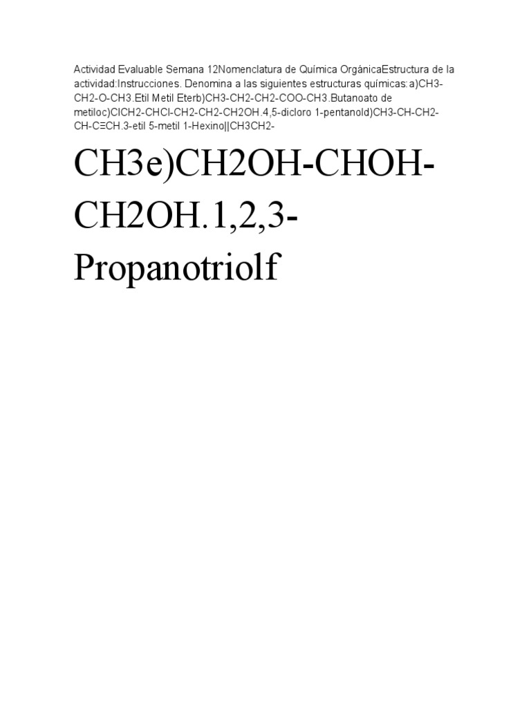 Actividad Evaluable Semana 12nomenclatura de Química OrgánicaEstructura de La Actividad | PDF