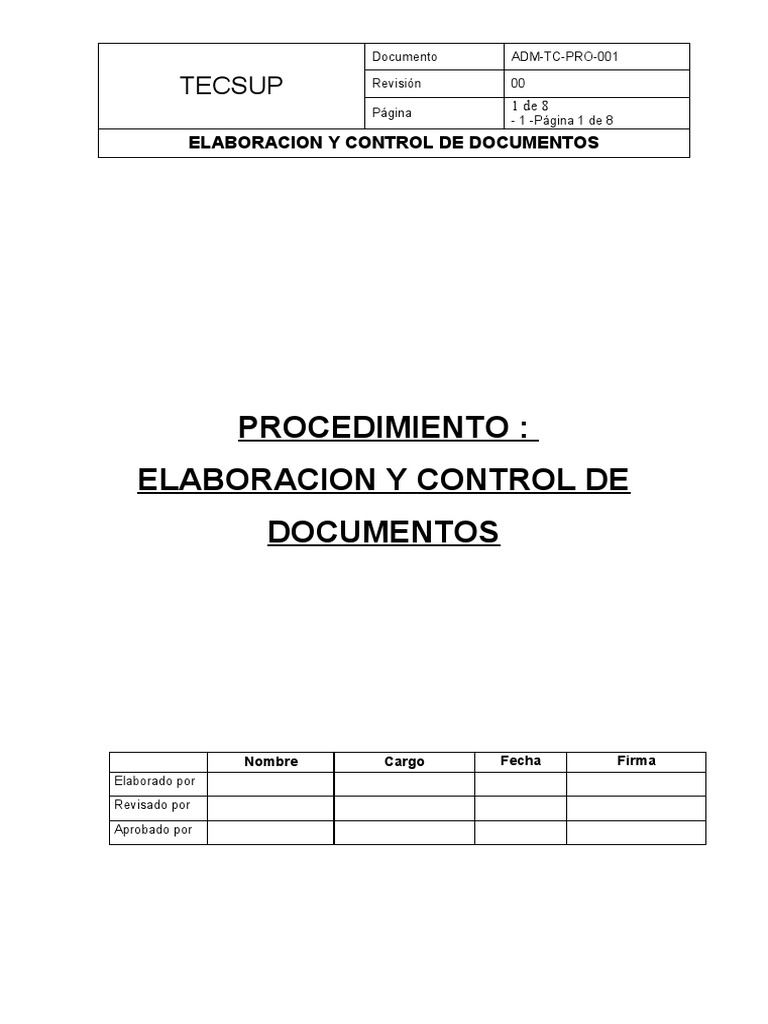 Elaboracion y Control de Documentos Generales | PDF | Archivo de computadora | Sistema de manejo ...