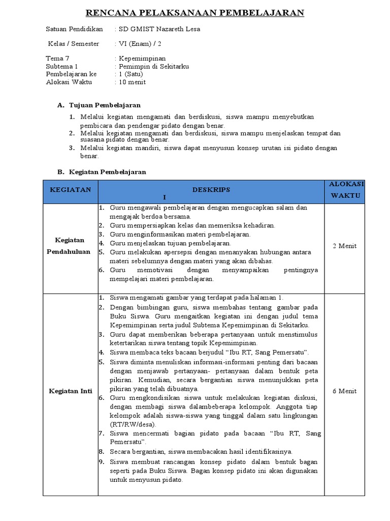 RPP CPG Kelas 6 | PDF