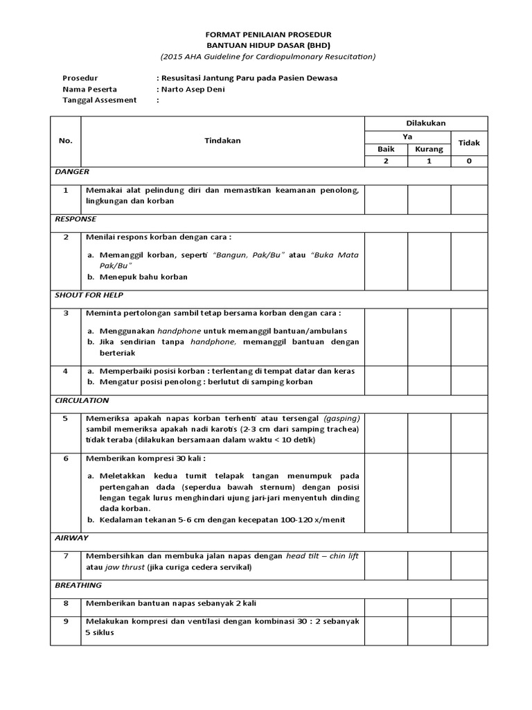 Format Penilaian Prosedur BHD | PDF