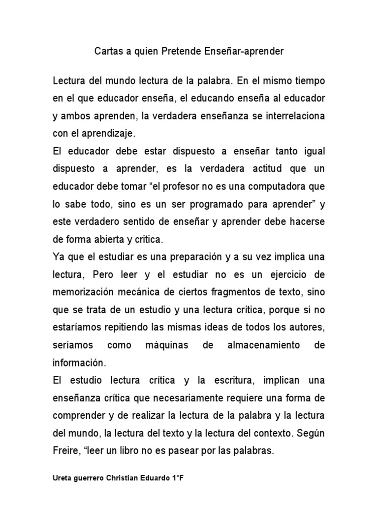 Cartas de Inspiración para Educadores | PDF | Aprendizaje | Cognición
