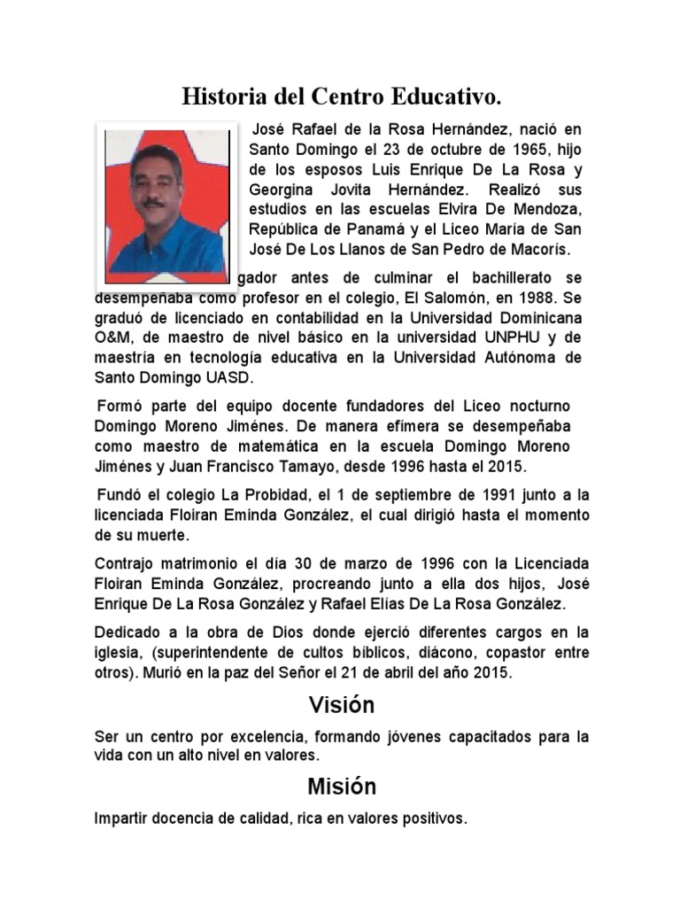 Biografía de José Rafael de la Rosa Hernández | PDF