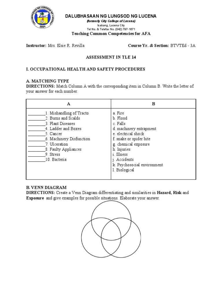Assessment in Tle 14 2 | PDF | Brand