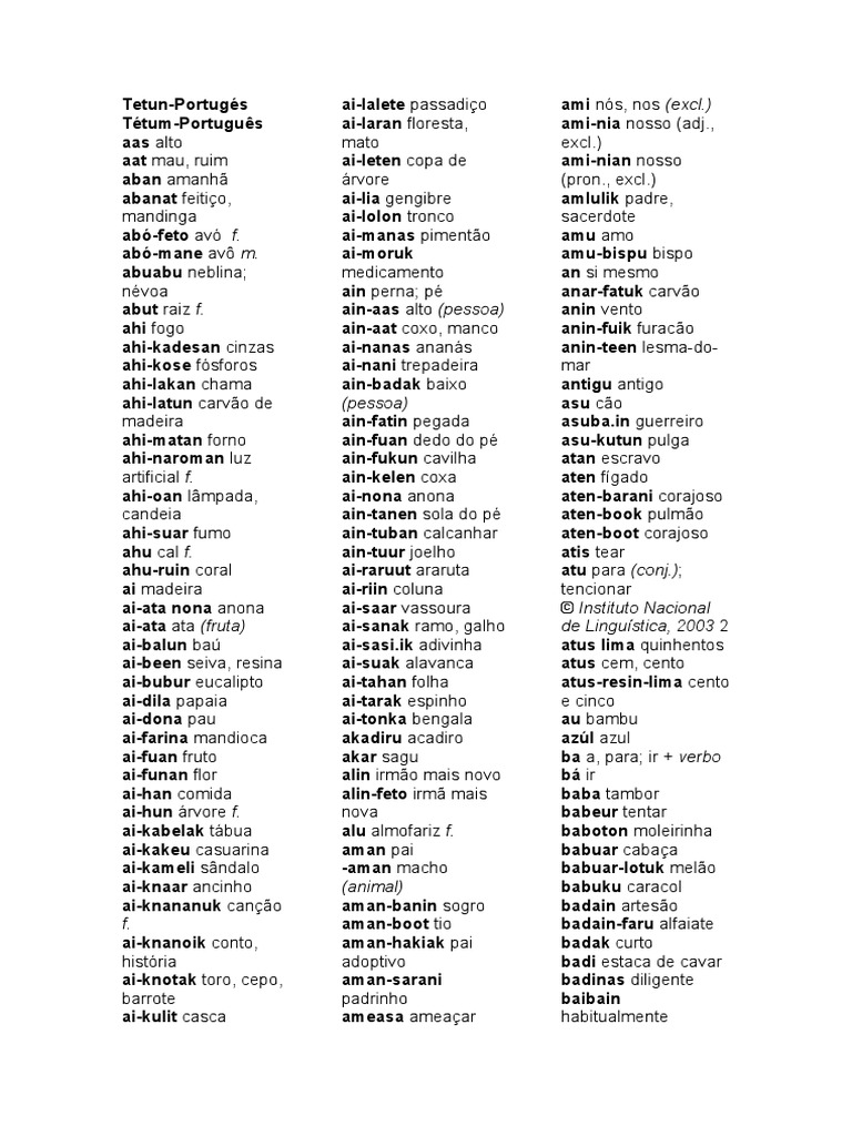 Glossário Tétum-Português | PDF | Linguística | Comunicação humana