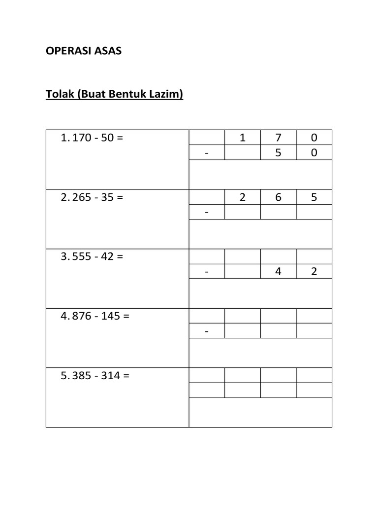 Operasi Asas Tolak | PDF