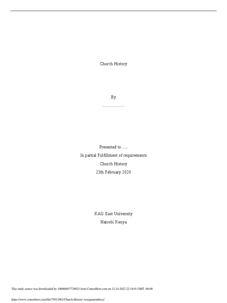 Church History Assignment | PDF | Christology | Trinity