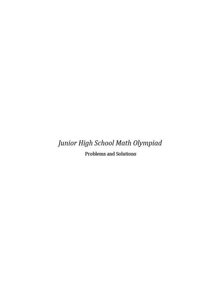 Junior High School Math Olympiad | PDF