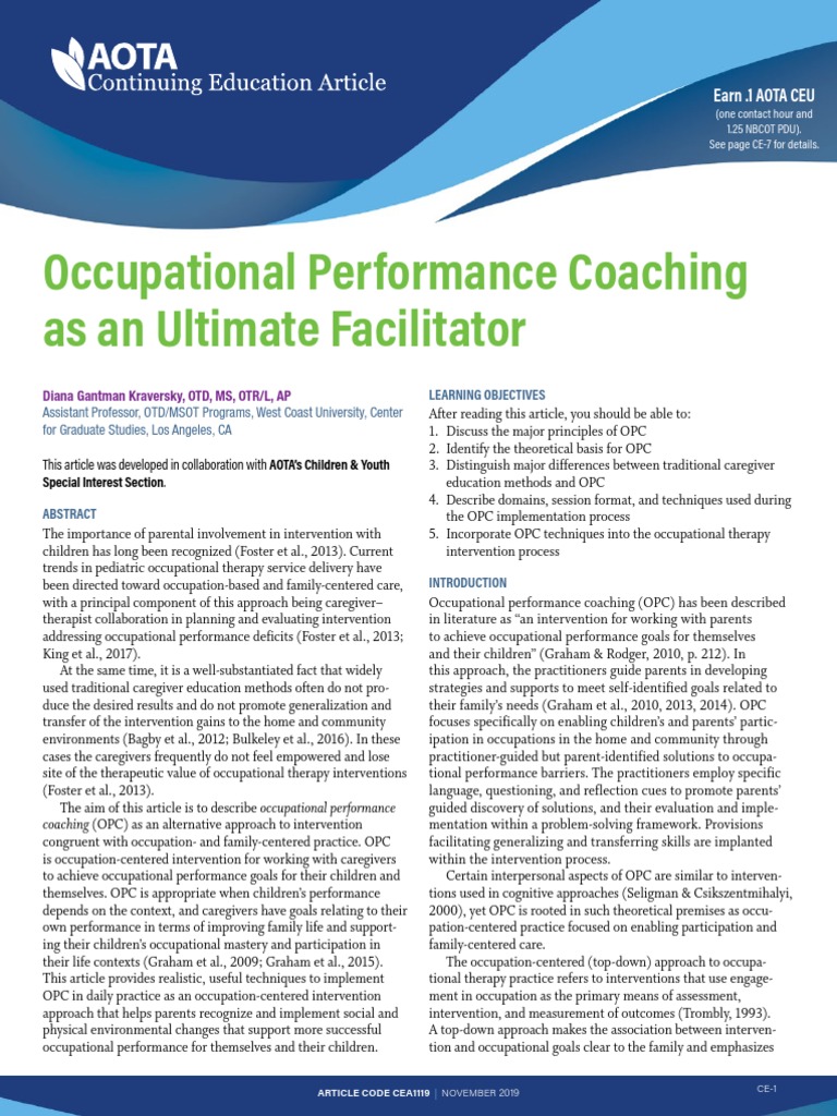 Occupational Performance Coaching Explained | PDF | Occupational ...