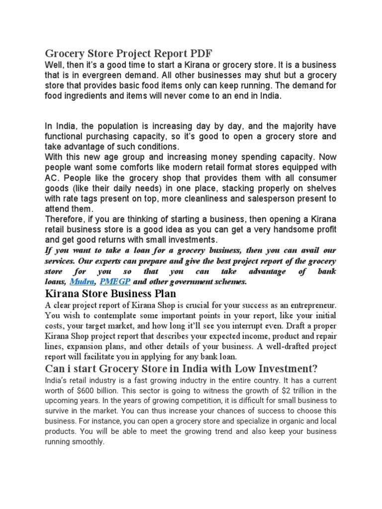 SURESH Grocery Store Project Report PDF | PDF | Retail | Grocery Store