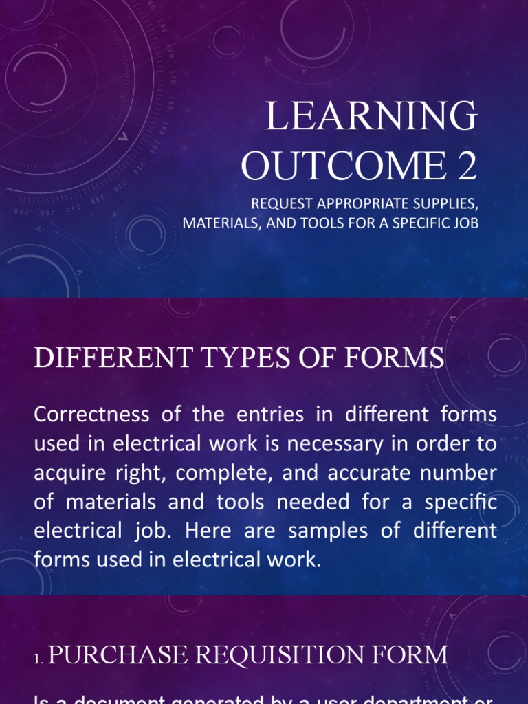 Lesson 1 Lo2 Eim Request Appropraite Supplies Materials and Tools For ...