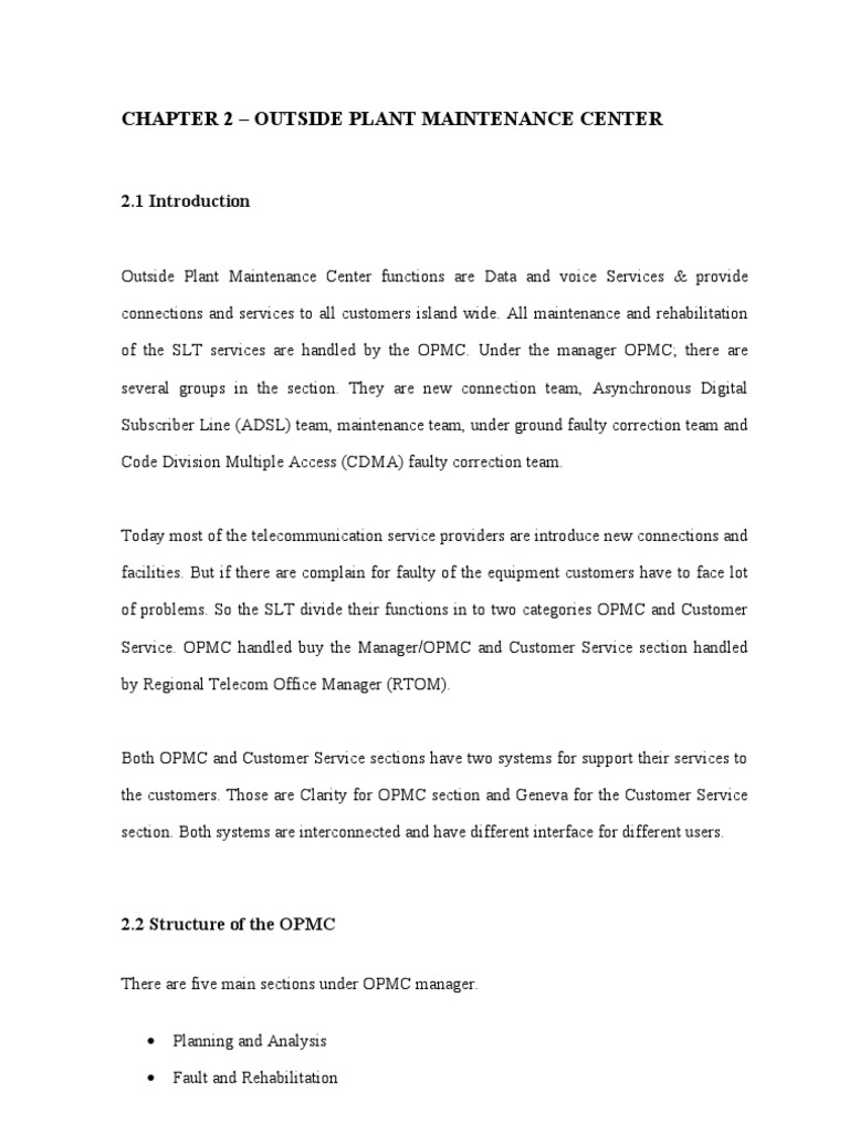 OPMC | PDF | Telephone | Cable