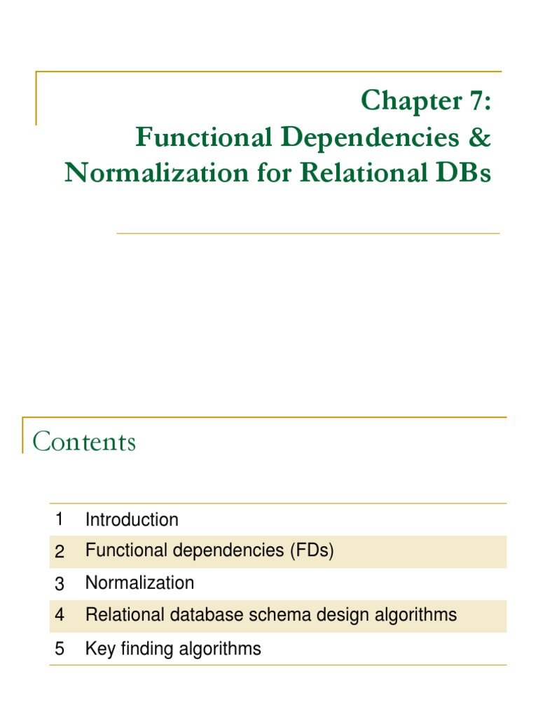Chapter - 7-Functional Dependencies - Normalization For Relational DBs | PDF | Relational Model ...