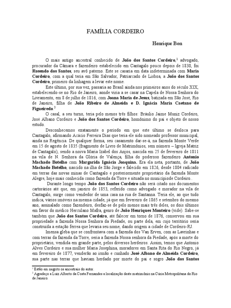 Família Cordeiro | PDF | Maria, mãe de Jesus