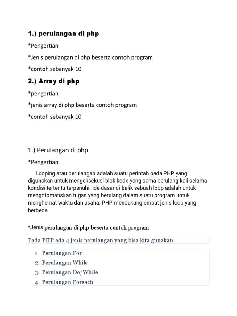 Tugas Perulangan Dan Array | PDF