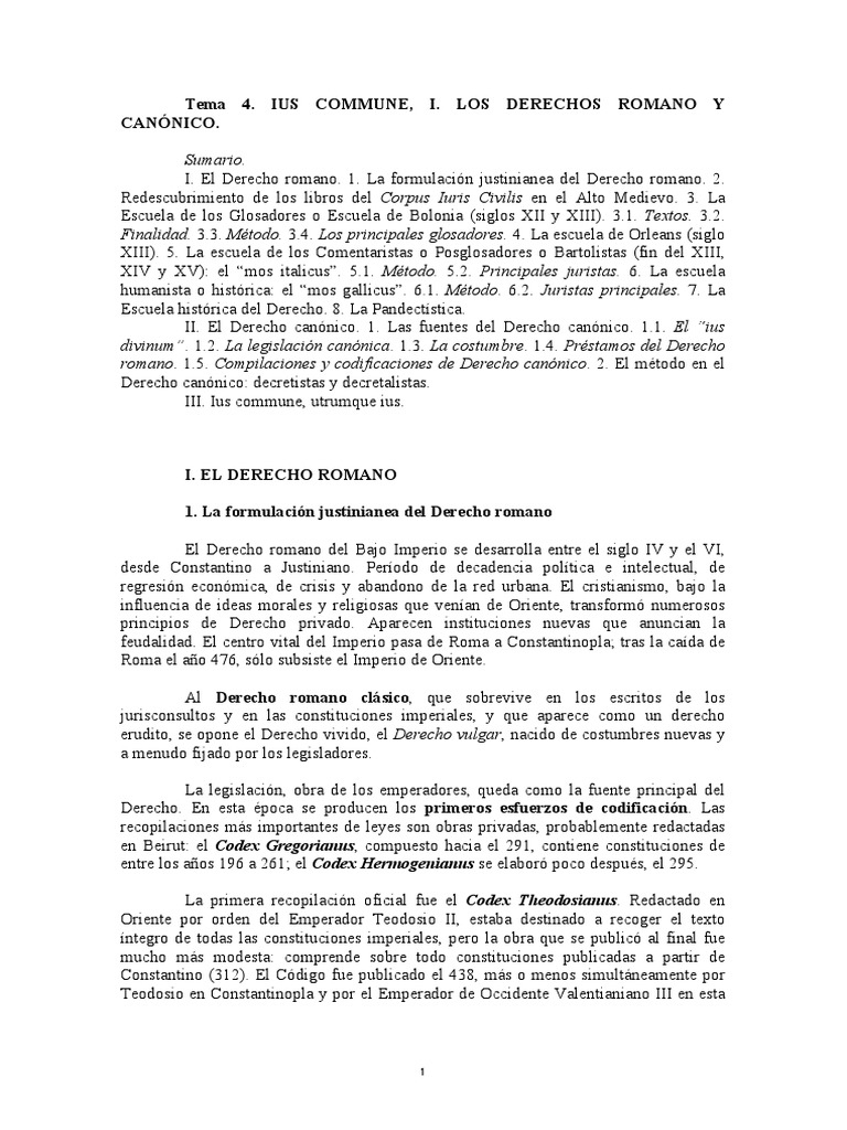 Ius Commune, I, Derecho Romano y Canónico | PDF | Derecho Canónico ...