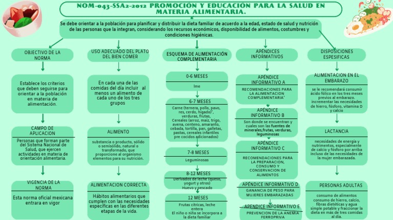 Norma Oficial Mexicana Nom-043-Ssa2-2012 Mapa Conceptual | PDF | Alimentos | Dieta
