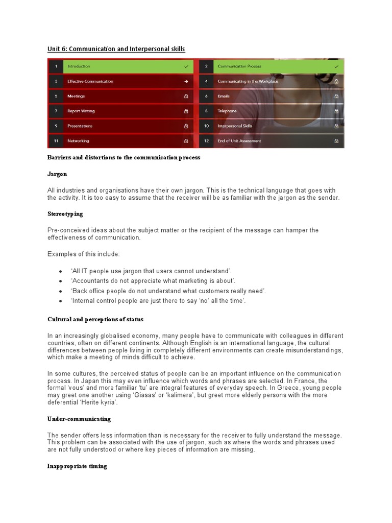 EPSM Unit 6 Communication and Interpersonal Skills | PDF | Communication | Body Language